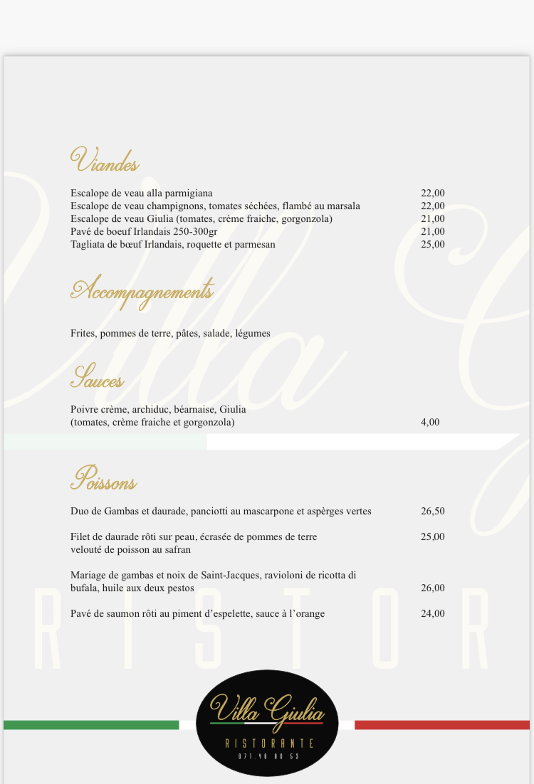 La Carte – Villa Giulia